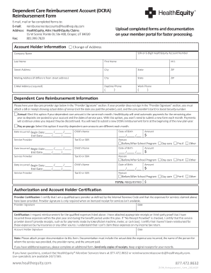 Fillable Online DCRA Reimbursement Form - HealthEquity Fax Email Print ...