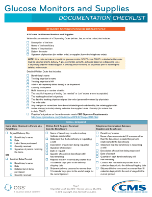 Fillable Online Glucose Monitors and Supplies DME JC Documentation Checklist Fax Email Print ...