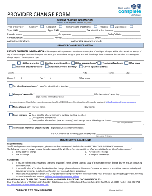 Fillable Online BCC Provider Change Form - bcbsmcom Fax Email Print ...