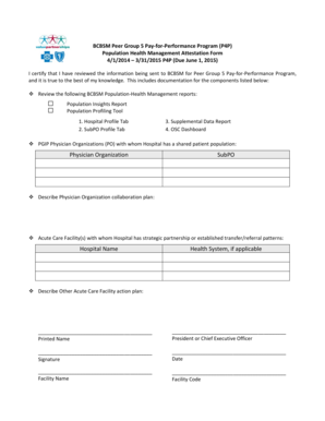 Fillable Online BCBSM Peer Group Pay Performance Program P4P ...