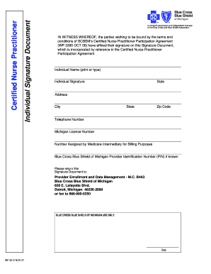 Fillable Online Certified Nurse Practitioner Individual Signature ...