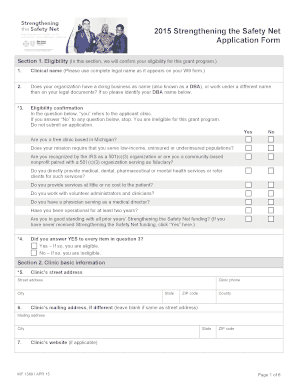 Fillable Online 2015 Strengthening the Safety Net Application Form Fax ...