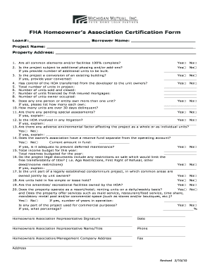 Fillable Online FHA Condominium HOA Certification Formx Fax Email Print ...