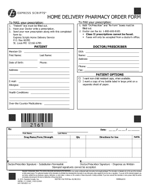 Fillable Online Express Scripts Home Delivery Pharmacy Order Form Fax ...