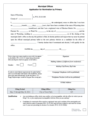 Fillable Online Application for Nomination by Primary Fax Email Print ...