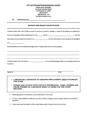 Fillable Online AFFIDAVIT AND REQUEST FOR RESTITUTION Fax Email Print ...
