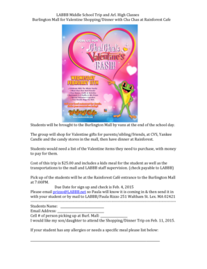 Fillable Online LABBB Middle School Trip and Arl High Classes Fax Email ...