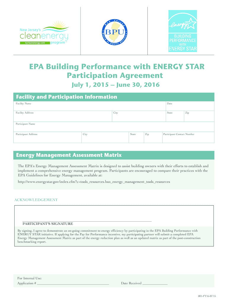 Fillable Online EPA Building Performance with ENERGY STAR Participation ...