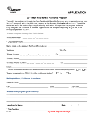 Fillable Online Ameren Illinois Non-Residential Hardship Program Ameren Illinois Non-Residential ...