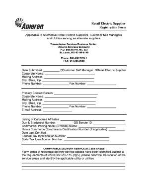 Fillable Online Retail Electric Supplier Registration Form - Ameren Fax Email Print - pdfFiller