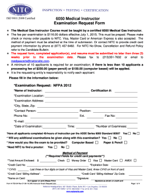 Fillable Online 6050 Medical Instructor Examination Request Form Fax ...