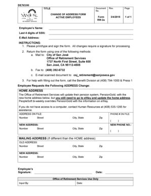 Fillable Online RM-2a Change of Address Active Employees Fax Email ...