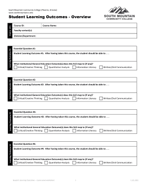 Fillable Online Student Learning Outcomes - Overview - Tricalico Fax ...