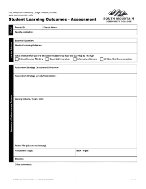 Fillable Online Student Learning Outcomes - Assessment Fax Email Print ...