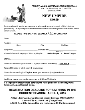 Fillable Online NEW UMPIRE Fax Email Print - pdfFiller