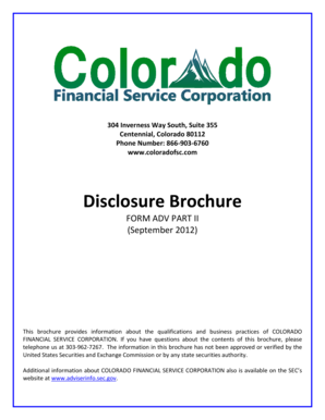 Fillable Online CFSC A006-090712 Form ADV Part II Disclosure Brochure ...