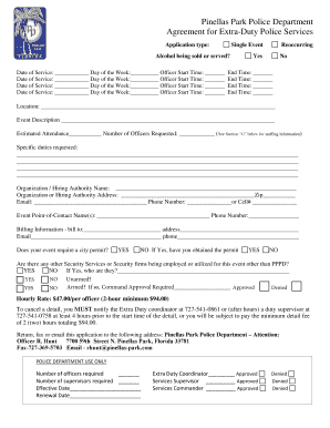 Fillable Online Pinellas Park Police Department Extra-Duty Officer Fax ...