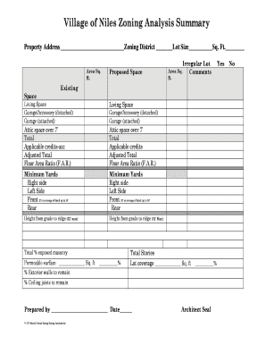 Fillable Online Village of Niles Zoning Analysis Summary Fax Email Print - pdfFiller