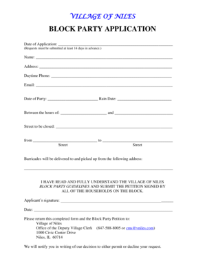 Fillable Online Block Party Petitions - Niles Fax Email Print - pdfFiller