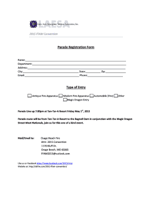 Fillable Online Parade Registration Form Type of Entry Fax Email Print ...