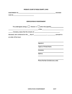 Fillable Online DISINTERMENT OF Fax Email Print - pdfFiller