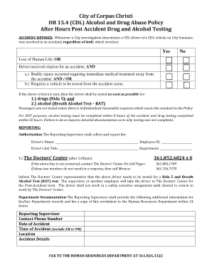 Fillable Online HR 15.4 - Post Accident Testing - Worksheet. HR 15.4 ...