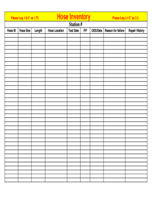 Fillable Online Please Log 1-34 as 175 Hose Inventory Please Log 2-12 ...