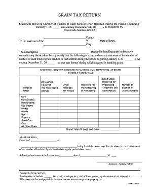 Fillable Online GRAIN TAX RETURN - Calhoun County Iowa Fax Email Print ...