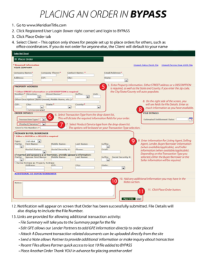 Fillable Online PLACING AN ORDER IN BYPASS - Meridian Title Corporation Fax Email Print - pdfFiller