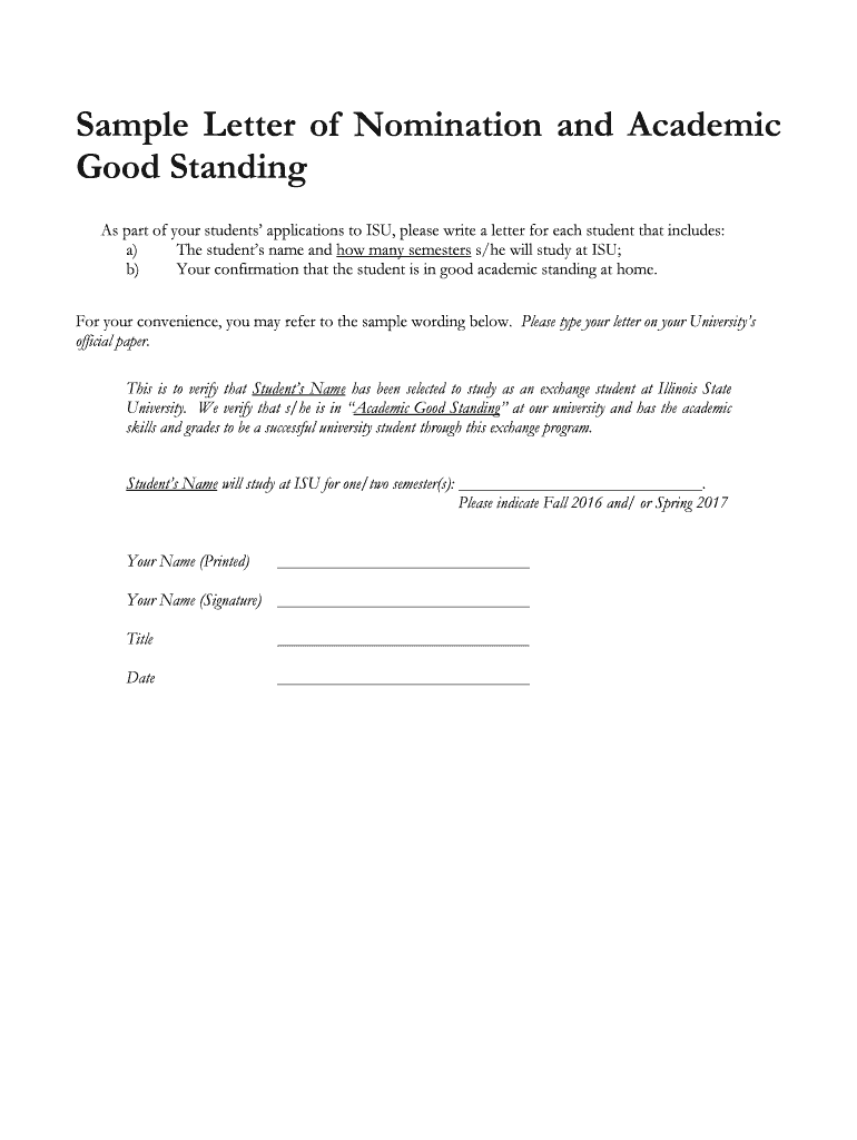 Fillable Online internationalstudies illinoisstate Sample Letter of ...