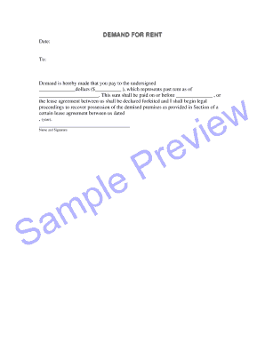 Fillable Online Demand For Rent - Business Forms Documents Templates ...