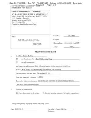 Fillable Online Adjournment Request 8-1-15 NEW CLEAN Fax Email Print - pdfFiller