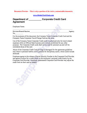 Fillable Online Department of Corporate Credit Card Agreement Fax Email ...