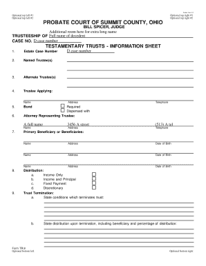Fillable Online Perfect Form 52 PROBATE COURT OF SUMMIT COUNTY OHIO Fax ...