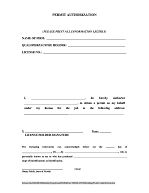 Fillable Online Permit Authorization.doc Fax Email Print - pdfFiller
