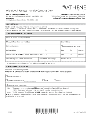 Fillable Online Withdrawal Request Annuity Contracts Only Fax Email Print - pdfFiller