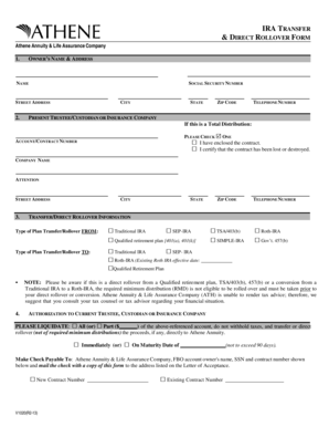 Fillable Online IRA TRANSFER DIRECT ROLLOVER FORM - iPipeline Fax Email ...