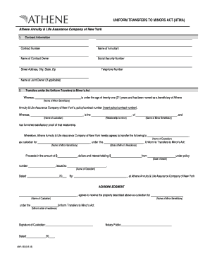 Fillable Online UNIFORM TRANSFERS TO MINORS ACT UTMA Fax Email Print ...