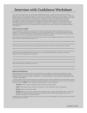 Fillable Online Interview with Confidence Worksheet Fax Email Print ...