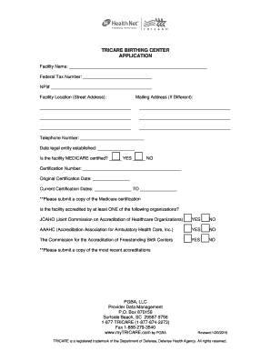 Fillable Online TRICARE BIRTHING CENTER APPLICATION Fax Email Print ...