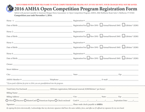 Fillable Online SAVE FORMS WITH A NEW FILE NAME 2016 AMHA Open ...