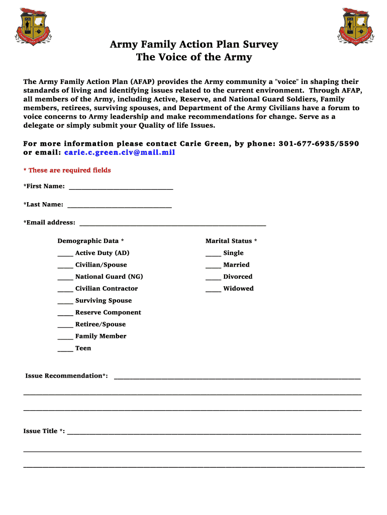 Fillable Online Army Family Action Plan Survey Fax Email Print - pdfFiller