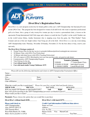 Fillable Online Divot Divas Registration Form - PGA Fax Email Print ...