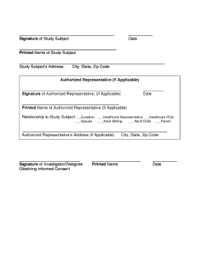 Fillable Online PH IRB Adult ICF Signature Line Template-No Witness2012 ...
