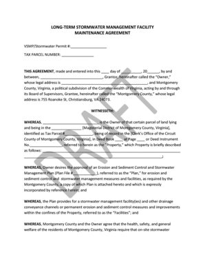 Fillable Online LONG-TERM STORMWATER MANAGEMENT FACILITY MAINTENANCE AGREEMENT Fax Email Print ...