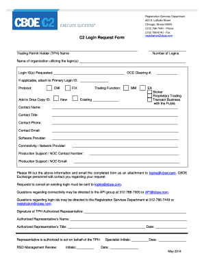 Fillable Online C2 Login Request Form - C2 Options Exchange Fax Email ...