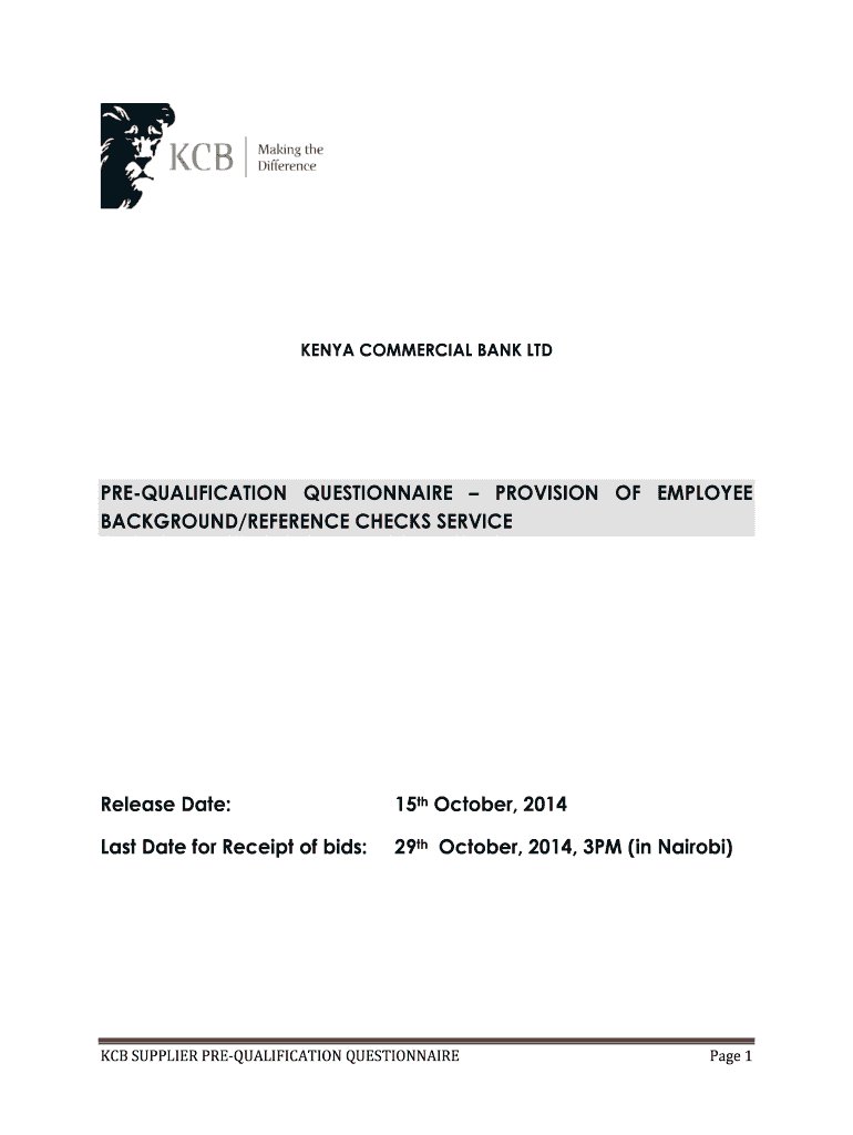 Fillable Online PRE-QUALIFICATION QUESTIONNAIRE PROVISION OF EMPLOYEE ...
