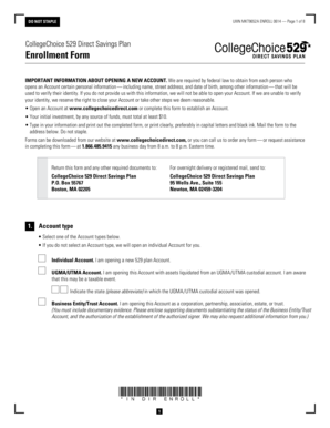 Fillable Online CollegeChoice 529 Direct Savings Plan Enrollment Form ...