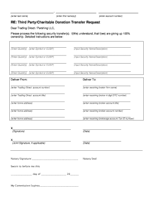 Fillable Online RE Third PartyCharitable Donation Transfer Request Fax ...