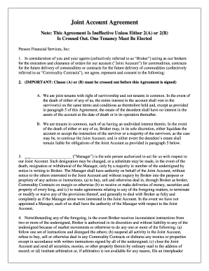 Fillable Online Joint Account Agreement - globalfuturescom Fax Email ...